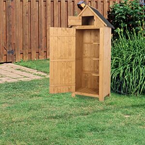 Kcelarec Outdoor Storage Shed Cabinet, Tool Shed, Wooden Garden Shed Organizer Wooden Lockers with Fir Wood