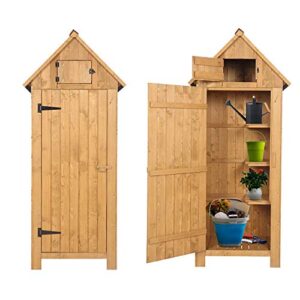 Kcelarec Outdoor Storage Shed Cabinet, Tool Shed, Wooden Garden Shed Organizer Wooden Lockers with Fir Wood