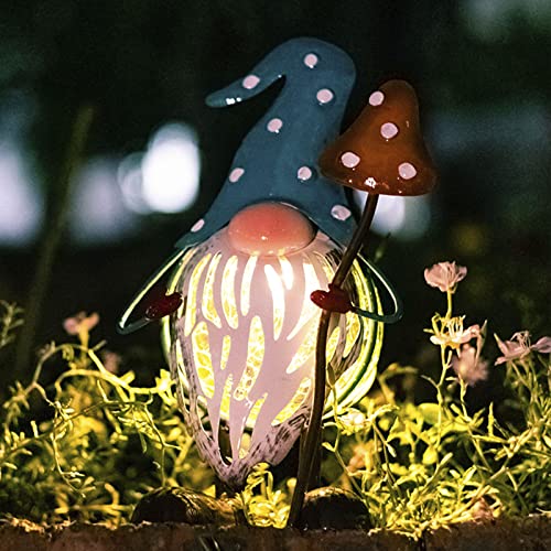 dreamskip Solar Outdoor Lights Decorative, Metal Gnomes Statue Decorations, Garden Solar Lights Table Lantern Lamps for Patio, Yard, Porch, Balcony