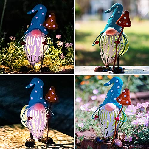 dreamskip Solar Outdoor Lights Decorative, Metal Gnomes Statue Decorations, Garden Solar Lights Table Lantern Lamps for Patio, Yard, Porch, Balcony