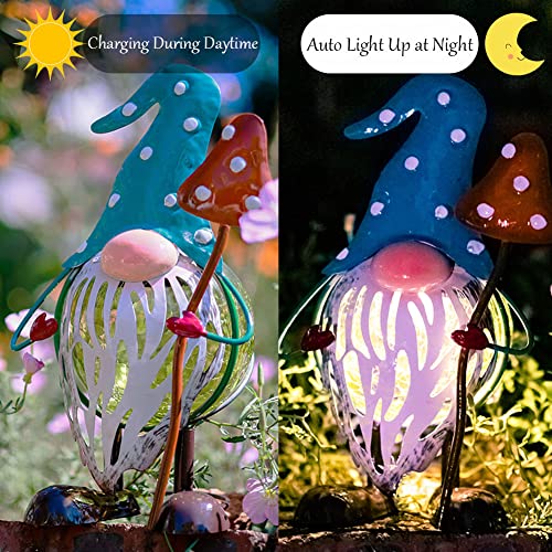 dreamskip Solar Outdoor Lights Decorative, Metal Gnomes Statue Decorations, Garden Solar Lights Table Lantern Lamps for Patio, Yard, Porch, Balcony