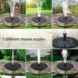 Solar Fountain Pump, 1.4W Solar Fountain for Bird Bath Free Standing Floating Water Fountain with 6 Nozzles Solar Powered Fountain Pump for Bird Bath, Garden, Pond, Pool, Outdoor