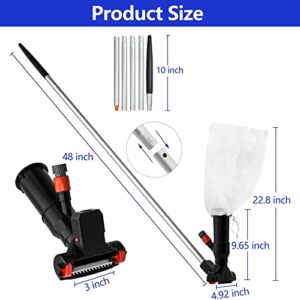 2023 Upgraded Small Pool Vacuum for Above Ground Pool w/Unique Lock Catch,48" Pool Pole,Brushes &Leaf Bag kit,Portable Swimming Pool Vacuum Head Cleaner,Pool Leaf Vacuum for Spa Hot Bub,Inground Pool