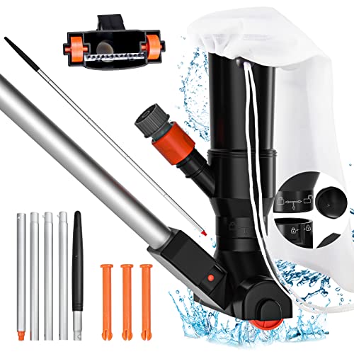 2023 Upgraded Small Pool Vacuum for Above Ground Pool w/Unique Lock Catch,48" Pool Pole,Brushes &Leaf Bag kit,Portable Swimming Pool Vacuum Head Cleaner,Pool Leaf Vacuum for Spa Hot Bub,Inground Pool