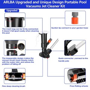 2023 Upgraded Small Pool Vacuum for Above Ground Pool w/Unique Lock Catch,48" Pool Pole,Brushes &Leaf Bag kit,Portable Swimming Pool Vacuum Head Cleaner,Pool Leaf Vacuum for Spa Hot Bub,Inground Pool