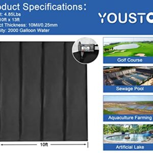 YOUSTOO Pond Liner - 10 by 13-Feet Fish Pond Liners for Outdoor Ponds, Lightweight Highly Flexible Pond Skins for Fish Ponds, Water Features, Garden Water Fountains, Waterfalls