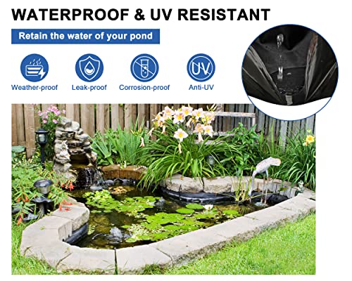 YOUSTOO Pond Liner - 10 by 13-Feet Fish Pond Liners for Outdoor Ponds, Lightweight Highly Flexible Pond Skins for Fish Ponds, Water Features, Garden Water Fountains, Waterfalls