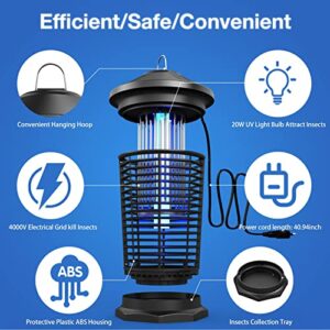 TELARD 20W Electronic Bug Zapper for Indoors Outdoor, Effective 4200V Electric Mosquito Zappers, Insect Fly Trap 2150 Sq. Ft Coverage Mosquito Killer for Home, Backyard, Garden, Patio