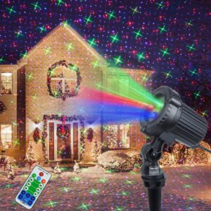 mhazdze outdoor christmas laser light，red and green cross star and blue christmas laser lights for christmas and holidays and festive decorations and garden decoration