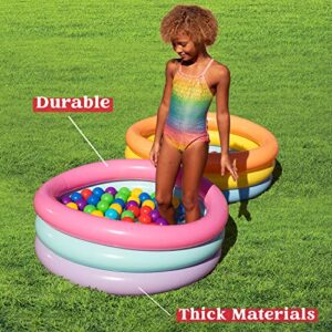 2 Packs 34'' Multicolor Inflatable Kiddie Pools, Baby Swimming Pool Set, Kids Summer Fun Water Pool Pit Ball Pool Thick Wear-Resistant Blow Up for Garden Backyard Outdoor (34’’ 10’’)