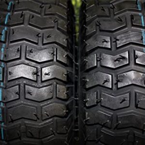 (Set of 2) Matte Black Universal Fit 15x6.00-6 Tires & Wheels 4 Ply for Lawn & Garden Mower Turf Tires .75" Bearing