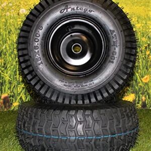 (Set of 2) Matte Black Universal Fit 15x6.00-6 Tires & Wheels 4 Ply for Lawn & Garden Mower Turf Tires .75" Bearing