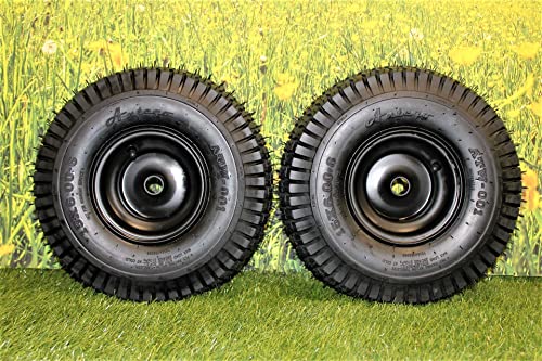 (Set of 2) Matte Black Universal Fit 15x6.00-6 Tires & Wheels 4 Ply for Lawn & Garden Mower Turf Tires .75" Bearing