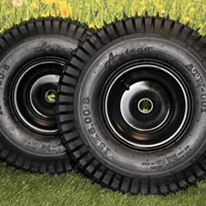 (Set of 2) Matte Black Universal Fit 15x6.00-6 Tires & Wheels 4 Ply for Lawn & Garden Mower Turf Tires .75" Bearing