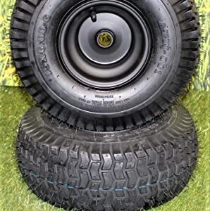 (Set of 2) Matte Black Universal Fit 15x6.00-6 Tires & Wheels 4 Ply for Lawn & Garden Mower Turf Tires .75" Bearing