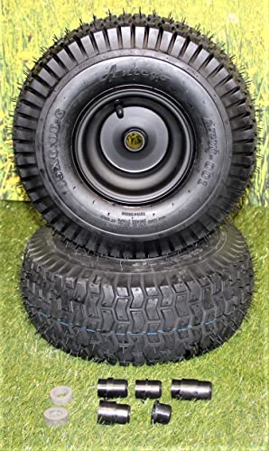 (Set of 2) Matte Black Universal Fit 15x6.00-6 Tires & Wheels 4 Ply for Lawn & Garden Mower Turf Tires .75" Bearing