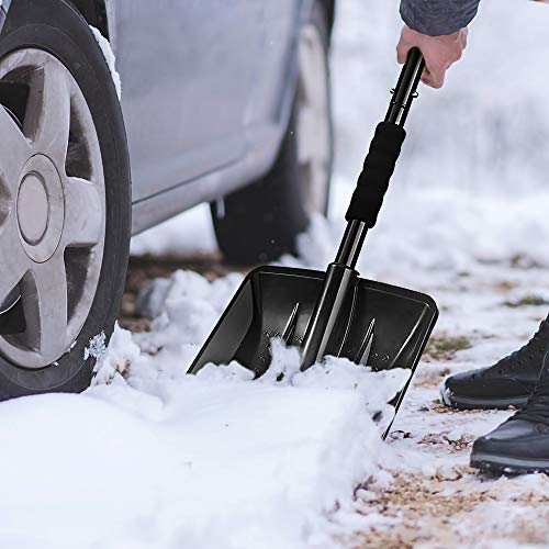 Folding Emergency Snow Shovel, Snow Shovel for Car Lightweight Portable Sport Utility Detachable Shovel for Driveway Car Emergency Home Garden Camping Beach