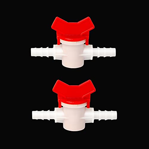 Quickun 1" Drip Irrigation Barbed Ball Valve Shut Off Switch Hose Barb Valve for Garden Drip Irrigation Aquarium Hose Tube, 2Pcs