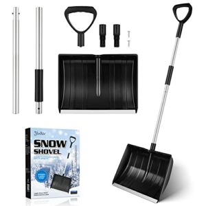 yardwe 56″ snow shovel with d-grip handle, collapsible snow sand mud removal tool | detachable four-piece construction snow shovel for garden, camping, car and other outdoor activities