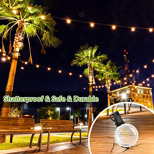 100FT G40 Solar String Lights, Globe Outdoor String Lights with 52 E12 Waterproof LED Bulbs, 2700K Shatterproof Patio Lights, Solar Powered Hanging Lights for Porch Garden Backyard Pergola Bistro Deck