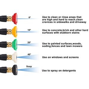 PWACCS Pressure Washer Gun Adapter Kit – Power Washer Gun Fittings with 1/4" Quick Connect Socket – 5 Spray Nozzles Include – Compatible with Ryobi, Powerclean, Portland and Husky