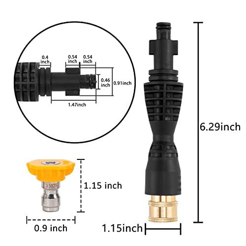 PWACCS Pressure Washer Gun Adapter Kit – Power Washer Gun Fittings with 1/4" Quick Connect Socket – 5 Spray Nozzles Include – Compatible with Ryobi, Powerclean, Portland and Husky