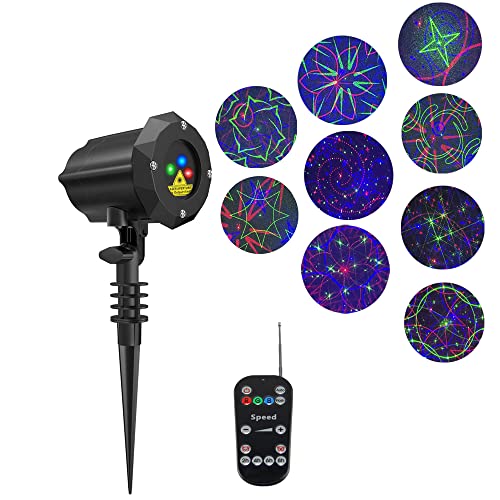 Poeland Garden Lights Moving Laser Christmas Lights 20 Patterns Decorative Lighting Laser Projector for Home and Garden