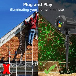 Poeland Garden Lights Moving Laser Christmas Lights 20 Patterns Decorative Lighting Laser Projector for Home and Garden