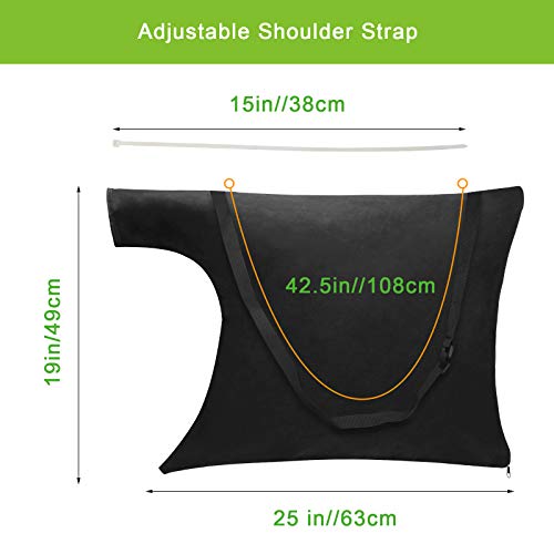 Luxiv Blower Leaf Bag 20 X 24 Inches, Black Leaf Blower Replacement Bag Leaf Blower Vacuum Bag with Zipper and Shoulder Strap (1, Black)