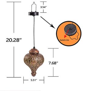 Twinkya Hanging Solar Lights Outdoor Decorative Garden Lights with Warm Light Metal Waterproof Boho Design, Outdoor Decorations for Patio Pathway Yard Garden Decor (1 Pack)