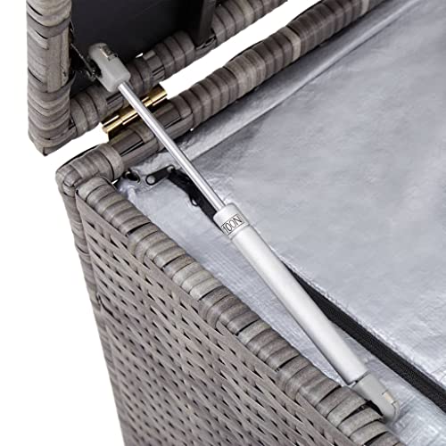 loibinfen Patio Storage Box Poly Rattan 39.4"x19.7"x19.7" Gray Patio Garden Outdoor Storage Container for Toys, Furniture Deck Box (Weight:22.05 lbs)