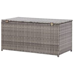 loibinfen Patio Storage Box Poly Rattan 39.4"x19.7"x19.7" Gray Patio Garden Outdoor Storage Container for Toys, Furniture Deck Box (Weight:22.05 lbs)