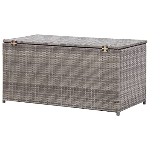 loibinfen Patio Storage Box Poly Rattan 39.4"x19.7"x19.7" Gray Patio Garden Outdoor Storage Container for Toys, Furniture Deck Box (Weight:22.05 lbs)