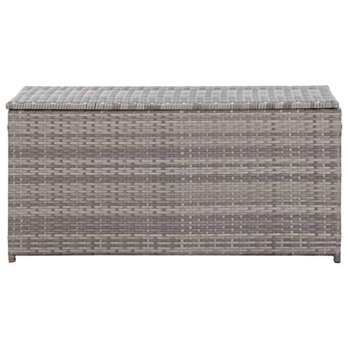 loibinfen Patio Storage Box Poly Rattan 39.4"x19.7"x19.7" Gray Patio Garden Outdoor Storage Container for Toys, Furniture Deck Box (Weight:22.05 lbs)