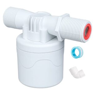 float valve automatic water level shut off control valve pool auto fill float valve no electricity needed upgrade mini float valve for water tank tower cattle watering drought (3/4″ side inlet, white)