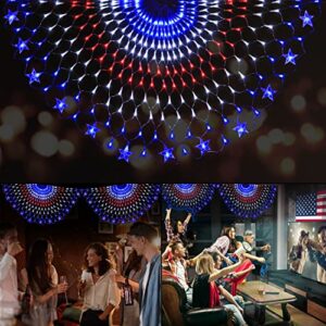 qulist july 4th american flag lights, 250 led waterproof half fan flag light for yard garden decoration,festival,holiday,4th of july independence day party decorations