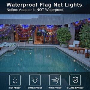 Qulist July 4th American Flag Lights, 250 LED Waterproof Half Fan Flag Light for Yard Garden Decoration,Festival,Holiday,4th of July Independence Day Party Decorations