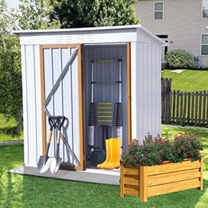 5x3FT Outdoor Metal Storage Shed, Tool shed with Sloping roof and Lockable Door&Vents, A Garden shed That can Prevent The Sun and rain, and a Bike shed That can Store Garden Tools and Bicycles,Yellow