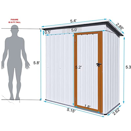 5x3FT Outdoor Metal Storage Shed, Tool shed with Sloping roof and Lockable Door&Vents, A Garden shed That can Prevent The Sun and rain, and a Bike shed That can Store Garden Tools and Bicycles,Yellow