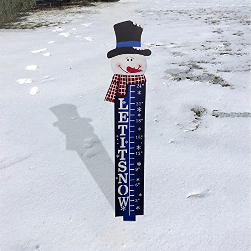 24Inch/24CM Snow Gauge Made Metal Outdoor,Winter Rugged Snow Meter Handmade Metal Yard Snow,Measuring Stick Outdoor Garden Decorative,Holiday Courtyard Metal Snow Gauge Stakes (Snowman-B(24Inch))