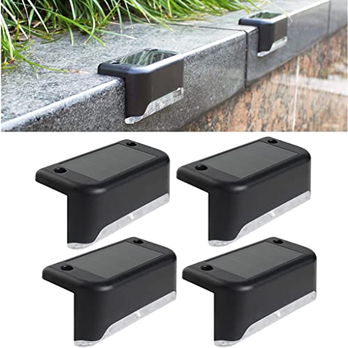 pstuiky 4Pcs Led Solar Path Stair Outdoor Light Garden Yard Fence Wall Landscape Lamp Path Stair Wall Lighting for Outdoor Courtyard Garden Fence Decoration