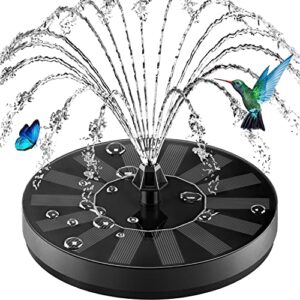 zolochel solar fountain 100% glass covered, solar powered hummingbird water fountain, outdoor bird bath fountain pump with 8 nozzles & 4 fixers for garden, pond, pool, fish tank decoration