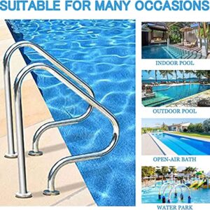 Pool Handrails Metal Pool Hand Rail, Easy Mount Inground Pool Entry Grab Rail, Swimming Pool Stair Rail for Garden Backyard Water Parks, Silver