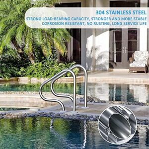 Pool Handrails Metal Pool Hand Rail, Easy Mount Inground Pool Entry Grab Rail, Swimming Pool Stair Rail for Garden Backyard Water Parks, Silver