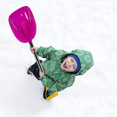 Kids Snow Shovel ,Heavy Duty Plastic Snow Shovel for Kids Age 3 to 12 Safer Than Metal Snow Shovels ,Extra Strength Single Piece Plastic Bend Proof Design,Home Garden Camping (Hot Pink, One Size)