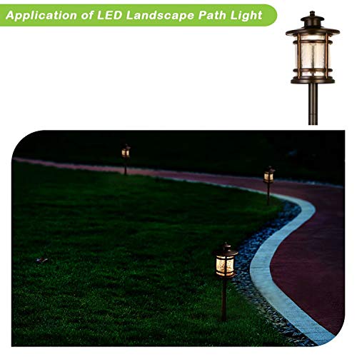 hykolity Low Voltage ORB LED Landscape Path Light W/ Crackled Shade, 3.4W 155LM 12V Wired Outdoor LED Walkway Light, Die-cast Aluminum Construction, 30-Watt Equivalent, 15-Year Lifespan-6Pack