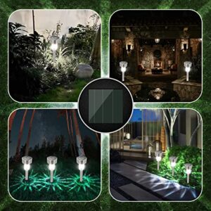 PEMUISE Solar Lights Outdoor 24 Pack Solar Path Lights Waterproof Solar Walkway Lights Stainless Steel Outdoor Decor Garden Led Lights for Landscape/Patio/Lawn/Yard/Driveway (Cold White)