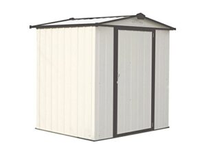 arrow 6′ x 5′ ezee galvanized steel low gable shed cream with charcoal, storage shed with peak style roof