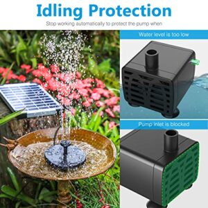 AISITIN 5.5W Solar Bird Bath Fountain Built-in 1500mAh Battery, Solar Fountain Pump for Bird Bath with 6 Nozzles, Solar Floating Water Fountain Pump for Bird Bath, Fish Tank, Pond, Garden and Outdoor