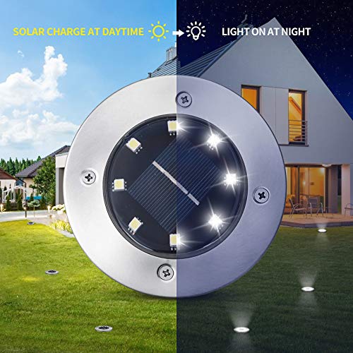 pozzolanas Solar Ground Lights 16 Packs - 8 LED Solar Garden Lights Outdoor Waterproof in-Upgraded Outdoor Garden Waterproof Bright in-Ground Lights for Lawn Pathway Yard Driveway(Cold White)